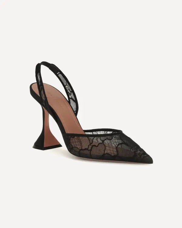Amina Muaddi Holli Lace Slingback Sandals