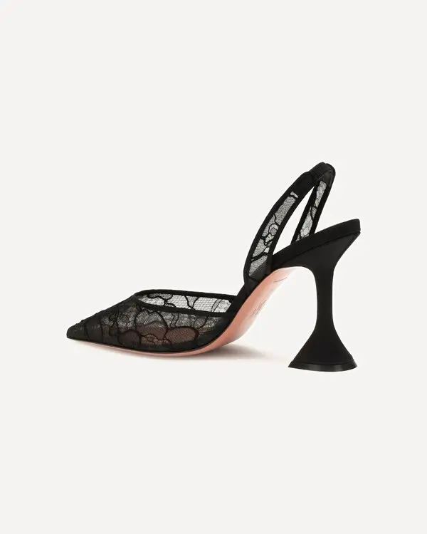 Amina Muaddi Holli Lace Slingback Sandals