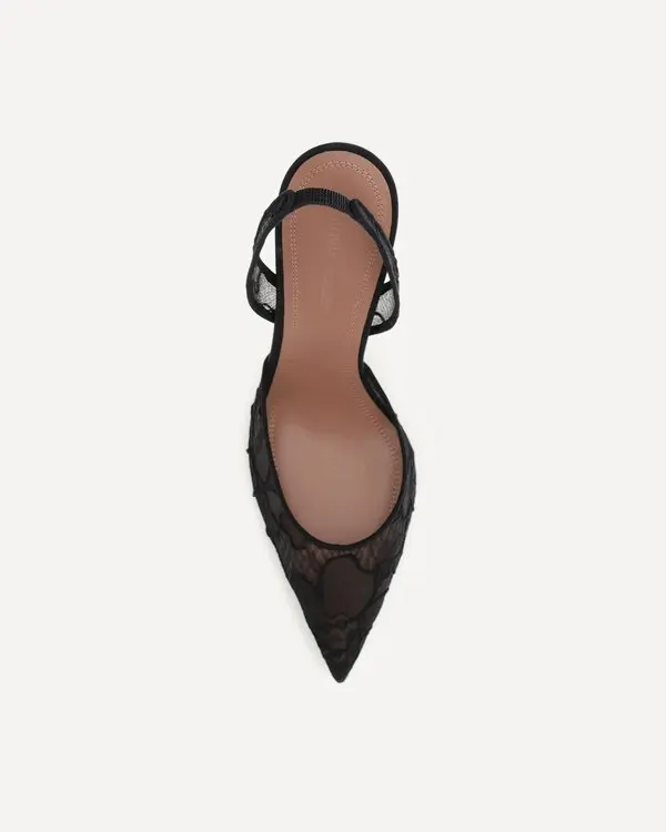 Amina Muaddi Holli Lace Slingback Sandals