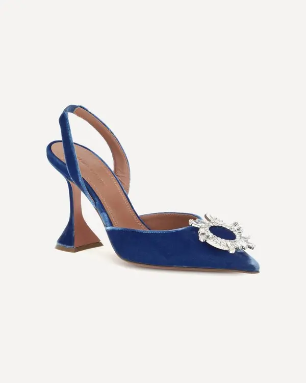 Amina Muaddi Begum Velvet Slingback Sandals