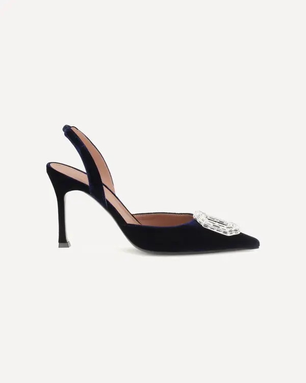 Amina Muaddi Camelia Velvet Slingback Pumps