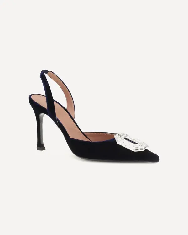 Amina Muaddi Camelia Velvet Slingback Pumps