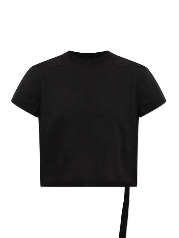 Rick Owens T-shirt With Ribbed Trims And A Hanging Strap