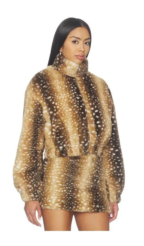 Superdown Eloise Faux Fur Jacket In Brown