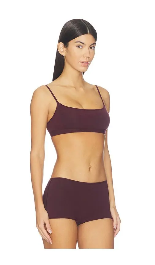 SKIMS Everyday Cotton Scoop Bralette In Burgundy