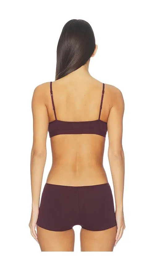 SKIMS Everyday Cotton Scoop Bralette In Burgundy