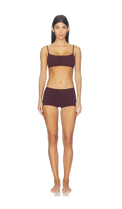 SKIMS Everyday Cotton Scoop Bralette In Burgundy