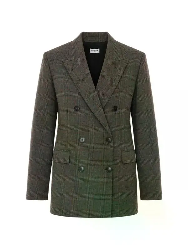 RUE DU BAC Check-pattern Double-breasted Blazer - Grey