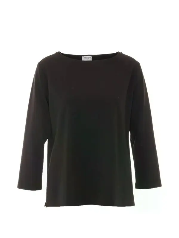 RUE DU BAC Boat-neck Long-sleeve Blouse - Black