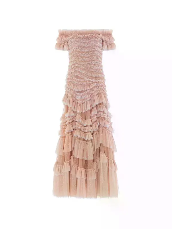 NEEDLE & THREAD Ruffled Off-shoulder Maxi Dress