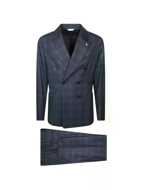 MANUEL RITZ Double-breasted Prince Of Wales Check Suit