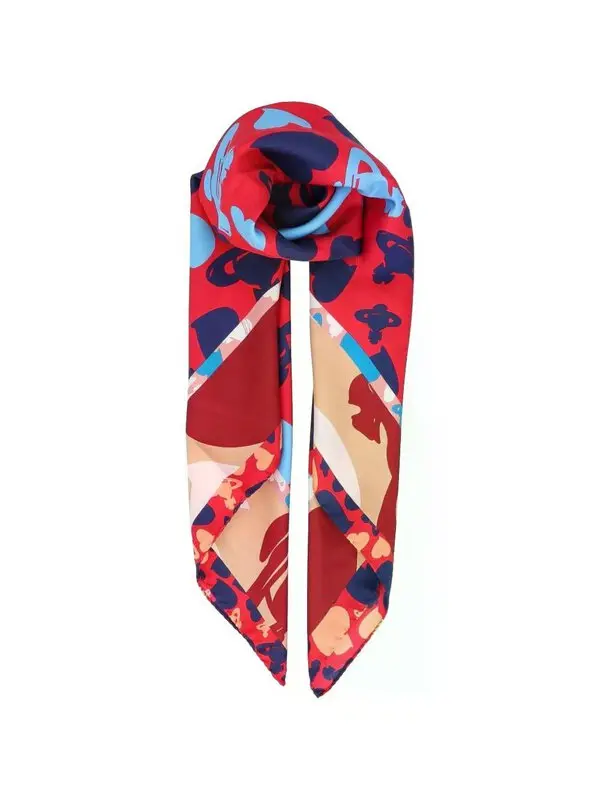 VIVIENNE WESTWOOD Heart-print Silk Scarf - Red