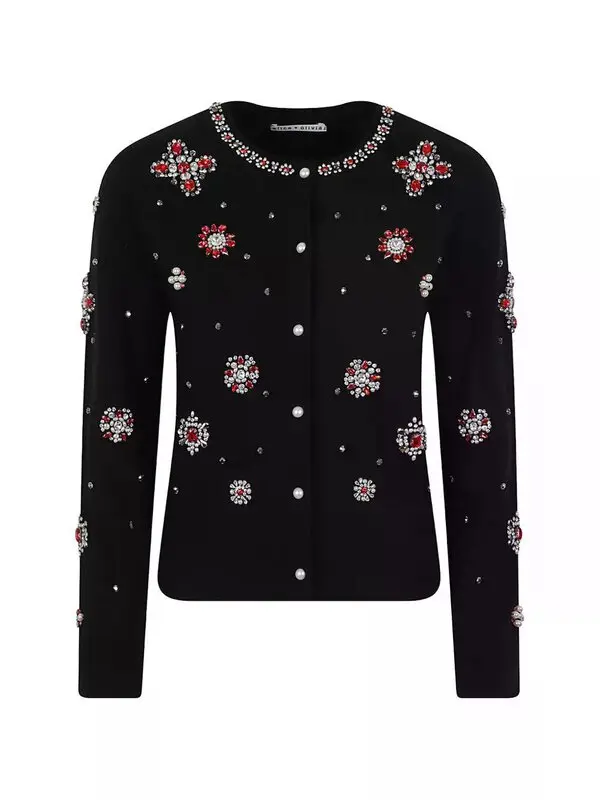 Alice + Olivia Crystal-embellished Cardigan - Black