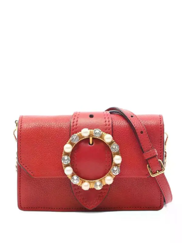 Miu Miu 2010s Bijou Buckle Shoulder Bag - Red