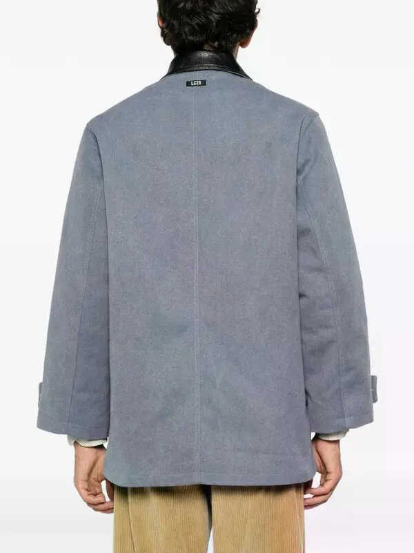 LC23 Contrasting-collar Flap-pocket Coat