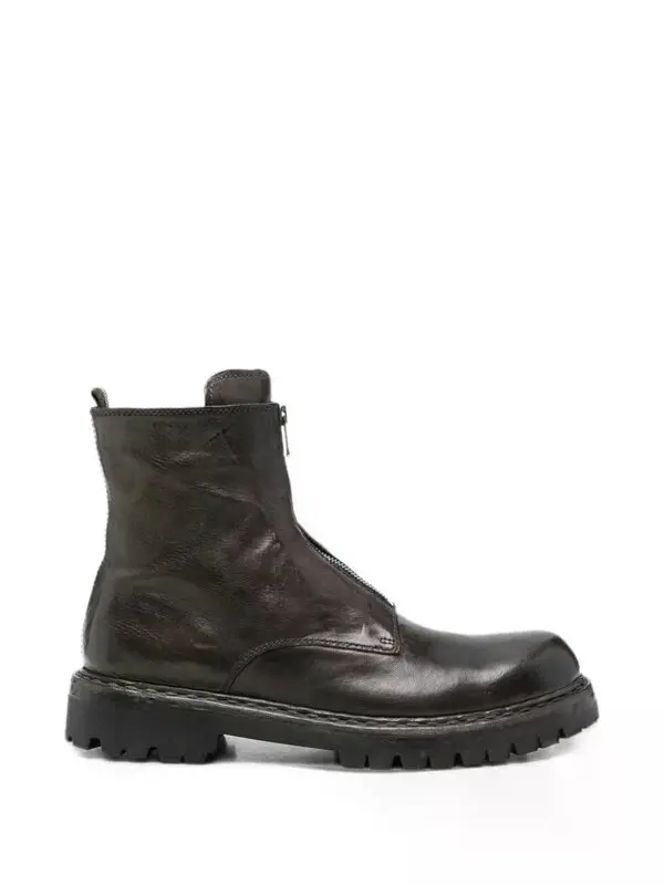 Officine Creative Front-zip Lug-sole Ankle Boots - Grey