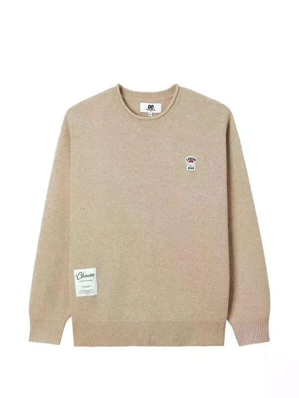 CHOCOOLATE Logo-patch Cotton Sweater - Neutrals