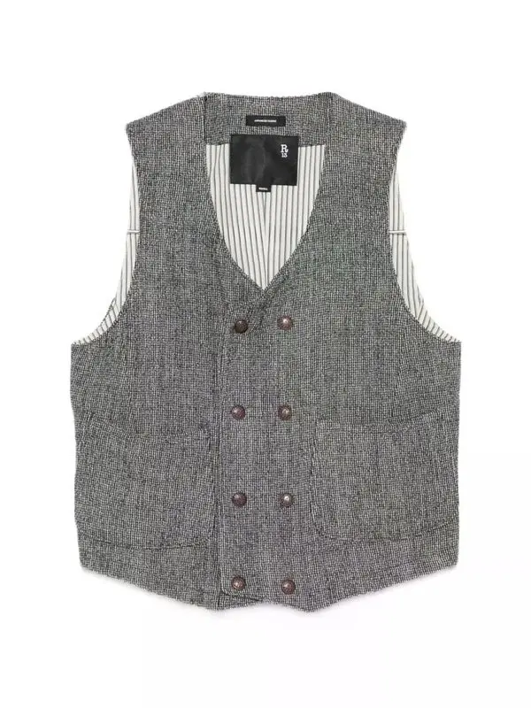 R13 Check Double-breasted Waistcoat