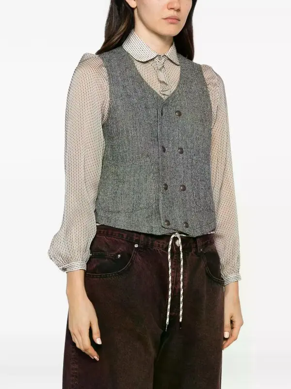R13 Check Double-breasted Waistcoat