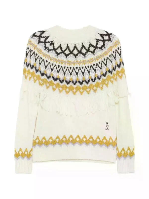 Patrizia Pepe Fringed Fair Isle Sweater - Neutrals