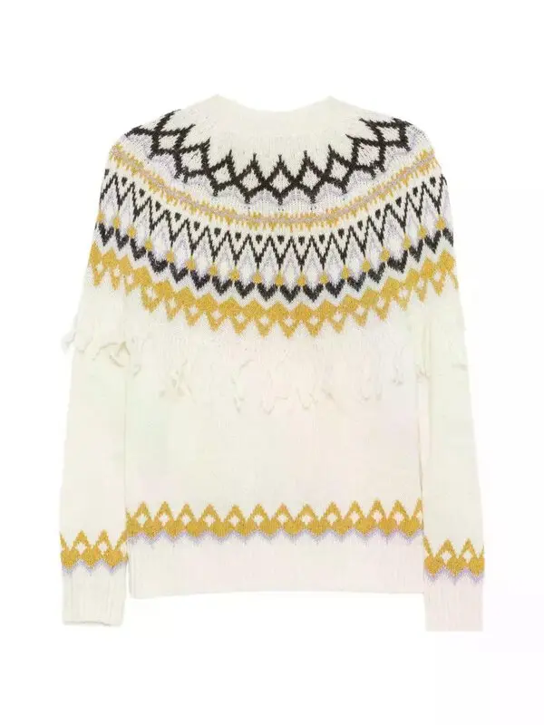 Patrizia Pepe Fringed Fair Isle Sweater