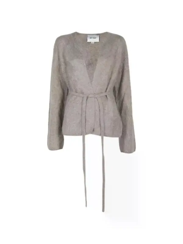 Soft Goat Belted Brushed-finish Cardigan - Neutrals