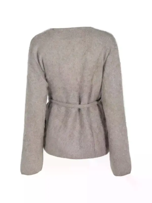 Soft Goat Belted Brushed-finish Cardigan - Neutrals