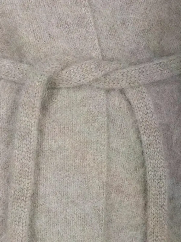 Soft Goat Belted Brushed-finish Cardigan - Neutrals