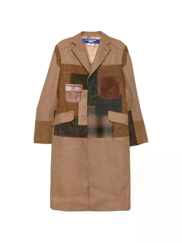 Junya Watanabe Patchwork Herringbone Coat - Brown