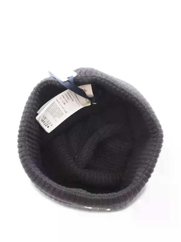 Moncler 2020s Logo Patch Beanie Hat