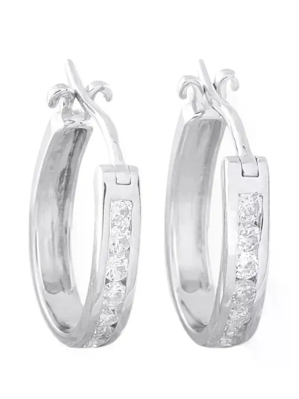 LB EXCLUSIVE Embellished Diamond Hoop Earrings - Silver