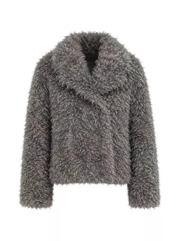 MEIMEIJ Faux-fur Shawl-lapel Coat - Grey