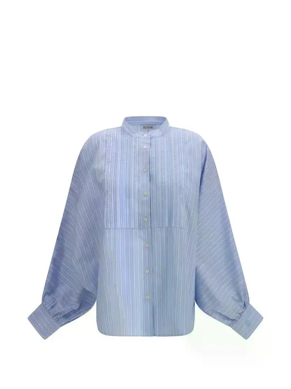 SOSUE Antonia Stripe-print Pleated Shirt