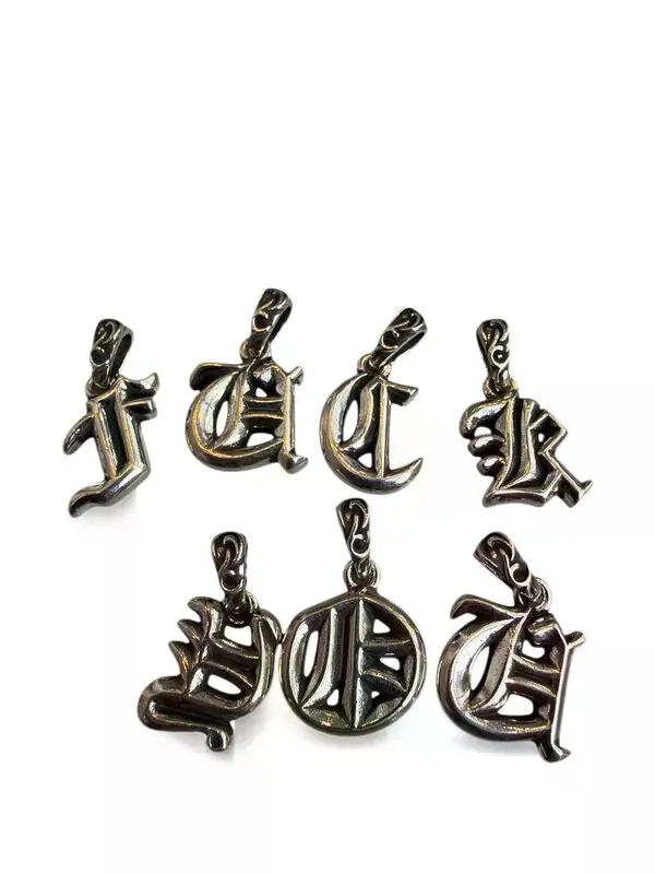 Chrome Hearts Engraved Gothic-letter Pendants Set - Silver