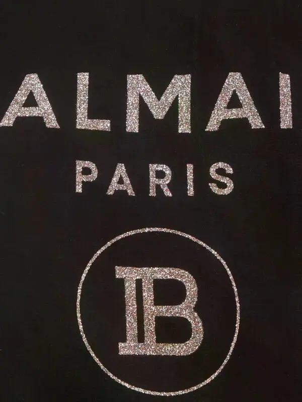 Balmain Glitter Logo-print Velvet T-shirt