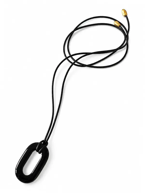 EVA REMENYI Stone Loop Necklace Obsidian