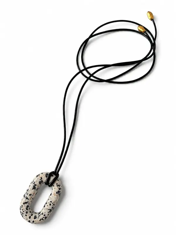 EVA REMENYI Stone Loop Necklace Dalmatian Jasper