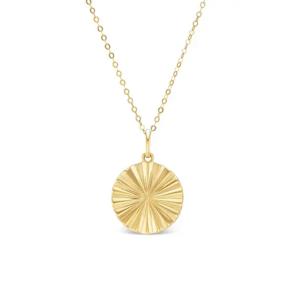 TALISMANIA JEWELRY Sol Fluted Disc Pendant Necklace - Gold