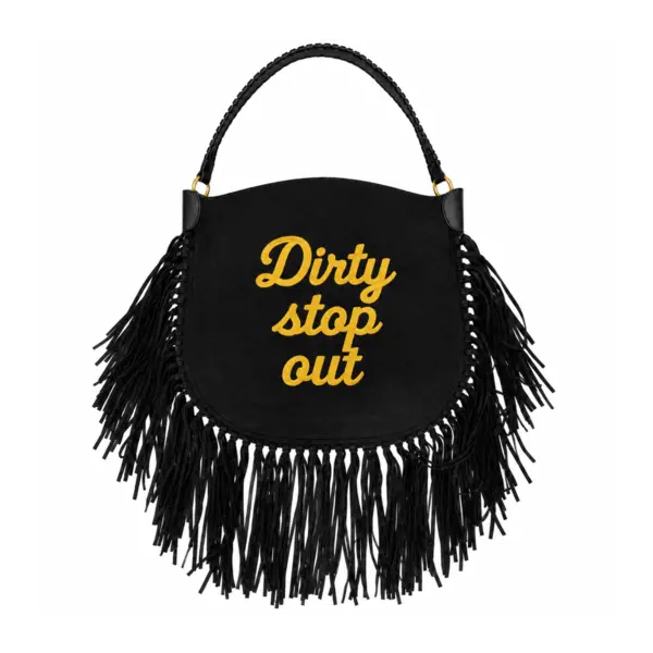 LILLY LOVES Dirty Stop Out Tassel Bag - Black