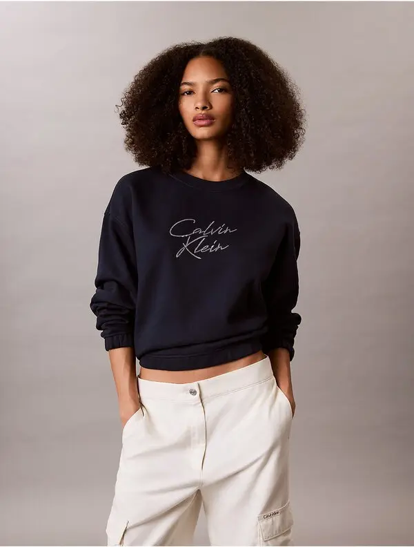 Calvin Klein Sequin Script Logo Sweatshirt - Dark Sapphire
