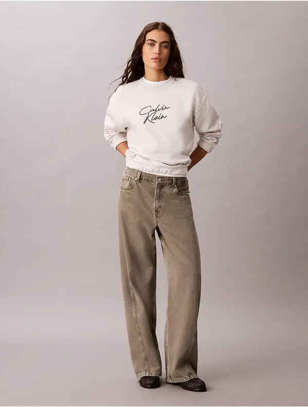 Calvin Klein Sequin Script Logo Sweatshirt - Light Grey Heather