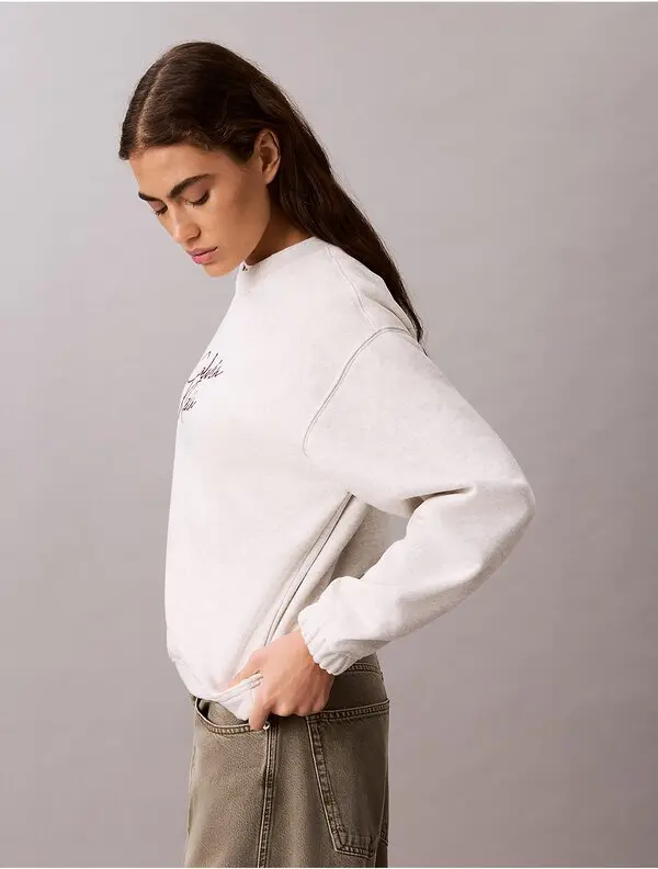 Calvin Klein Sequin Script Logo Sweatshirt - Light Grey Heather