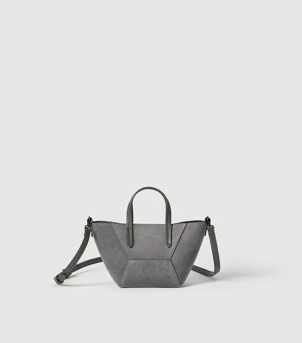 Brunello Cucinelli Mini Suede Bc Duo Tote Bag - Grey