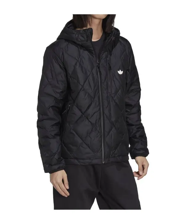 ADIDAS ORIGINALS Diamond-quilted Hooded Cotton Jacket