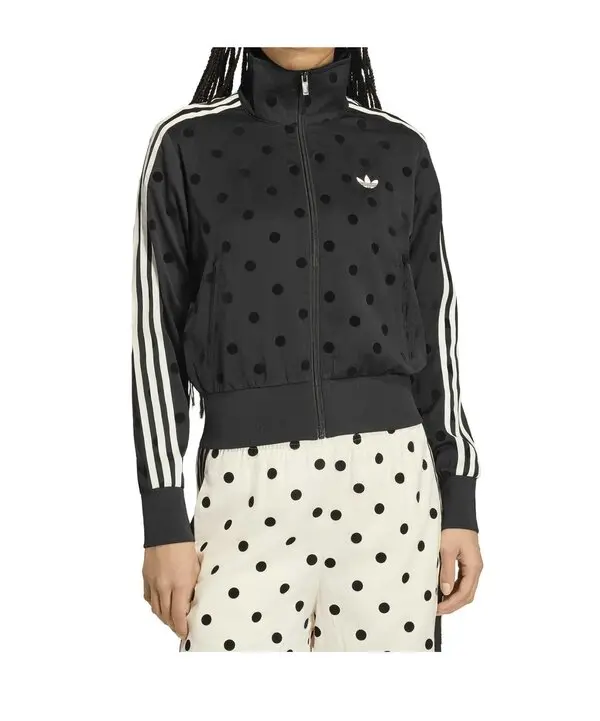 ADIDAS ORIGINALS Polka-dot Short-length Stand-collar Sport Jacket