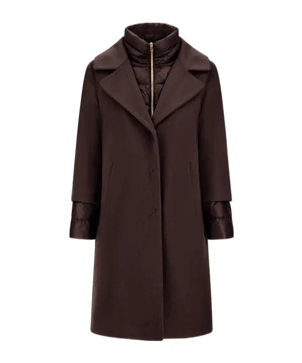 Herno Coat In Sable-effect Wool And Nylon Ultralight - Deep Brown
