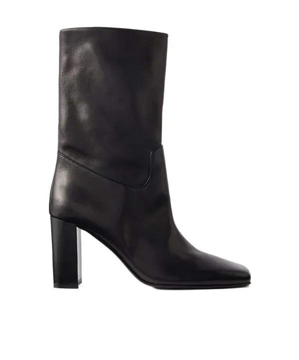 Khaite Leather Ankle Boots - Black
