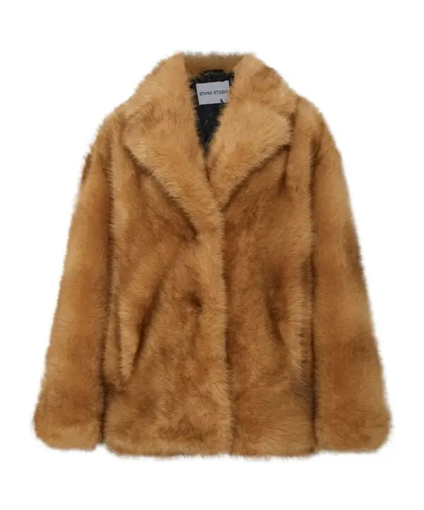 STAND STUDIO Vanja Faux Fur Coat - Brown