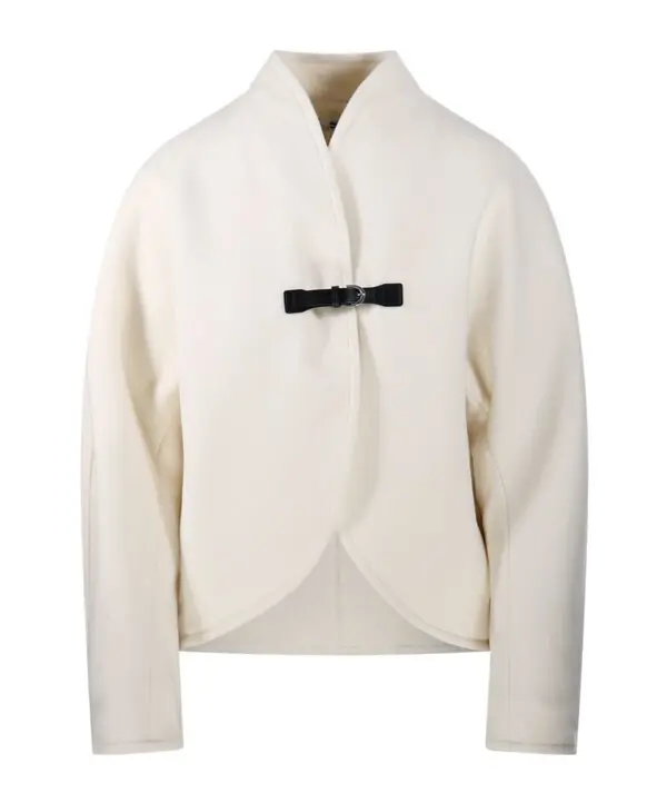 FORTE_FORTE Velour Cloth Cropped Coat With Buckle Jacket - Diamond