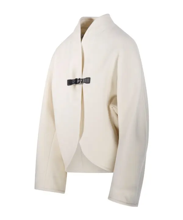 FORTE_FORTE Velour Cloth Cropped Coat With Buckle Jacket - Diamond